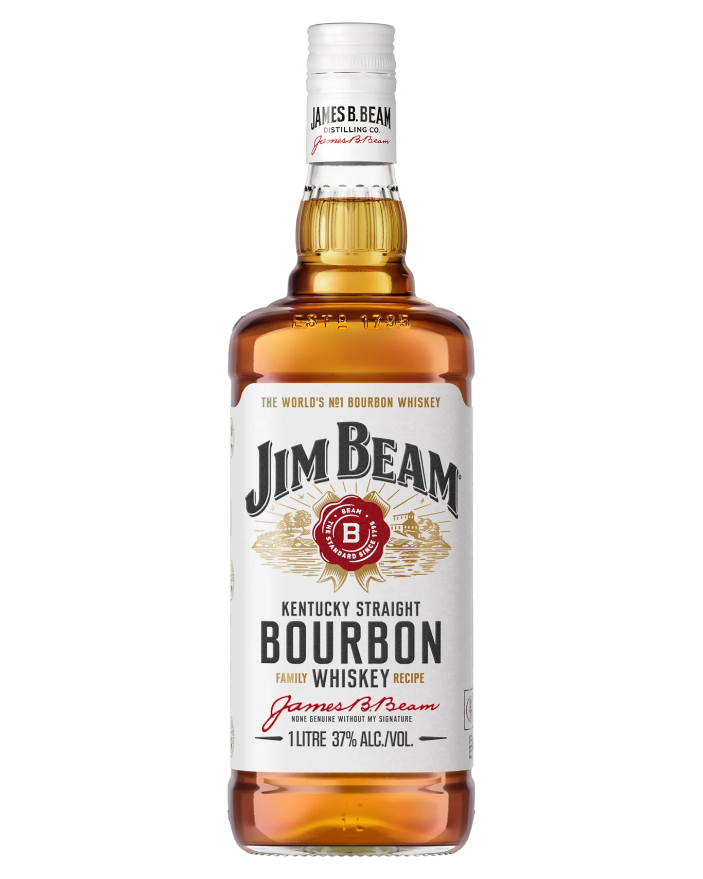 Jim Beam White Label Kentucky Straight Bourbon Whiskey 1L 37% – LiquorMine